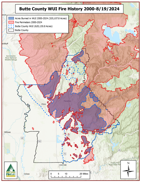 Butte County Fire History Map 2000-2024 - buttefiresafe.net