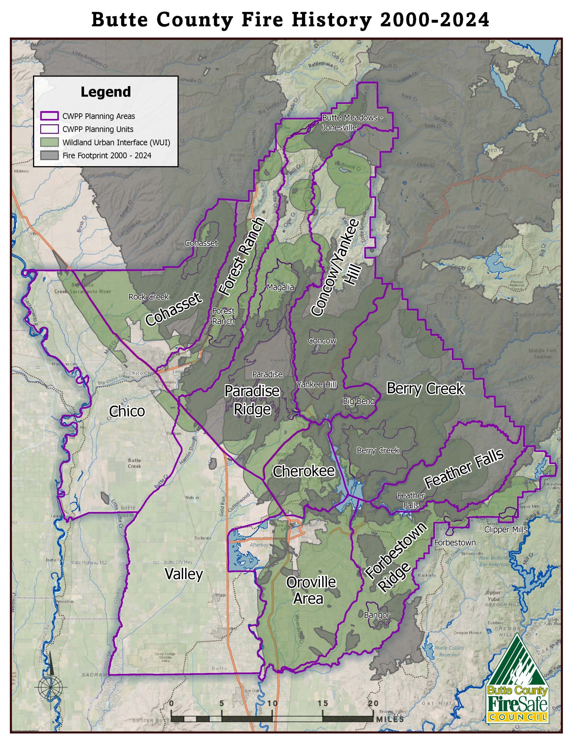 Butte County Fire History Map 2000-2024 - buttefiresafe.net